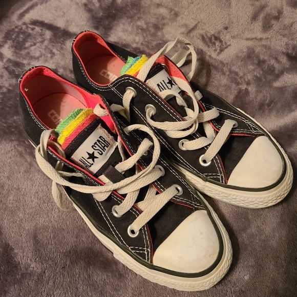 Converse | Shoes | Back Converse With Neon Flaps Size 6 | Poshmark